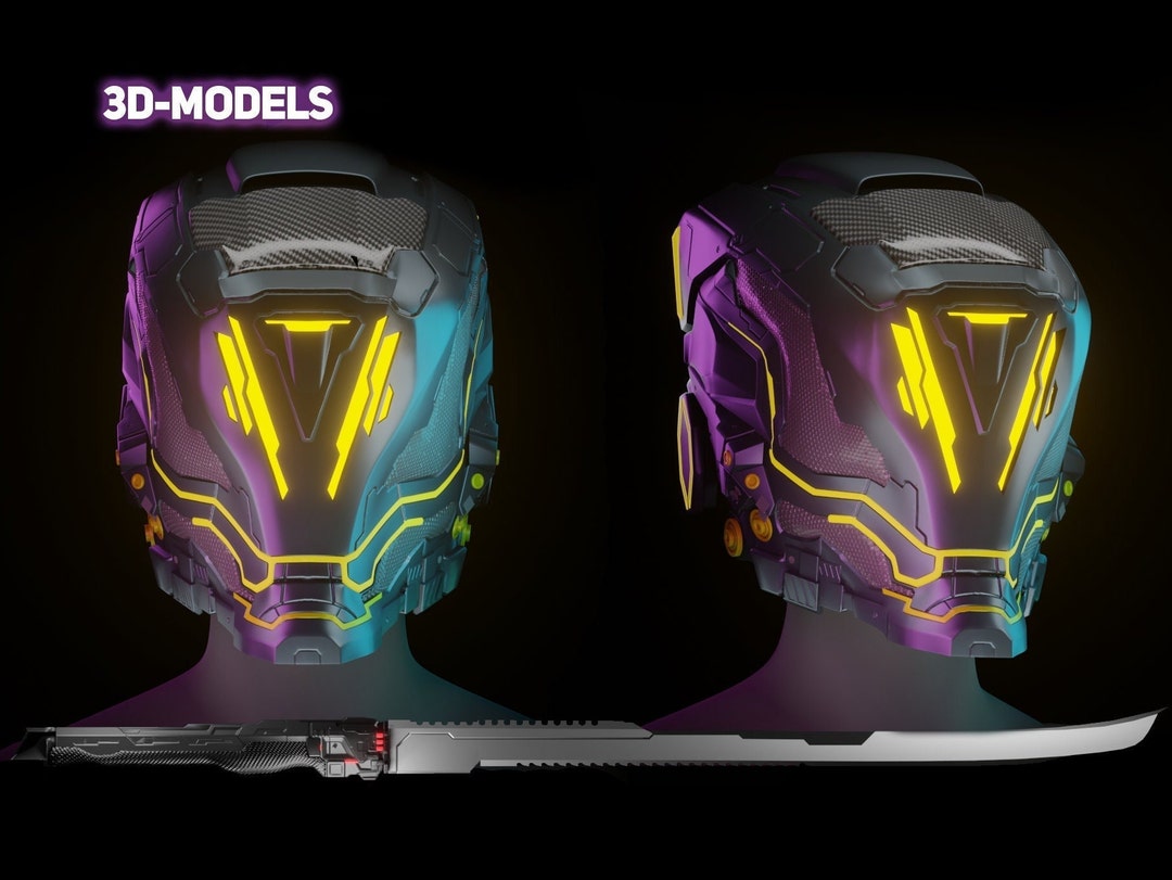 Ghostrunner Helmet and Sword 3d Models for Print - Etsy