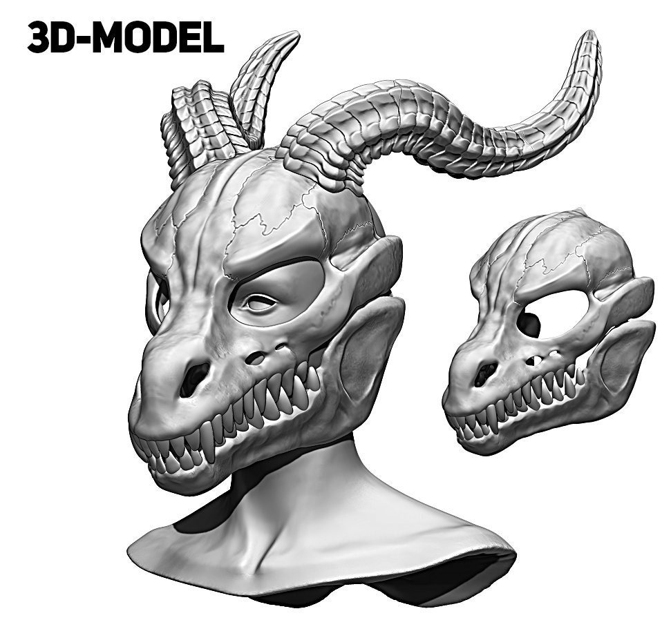 Dragon Skull Mask 3d-model for Print - Etsy