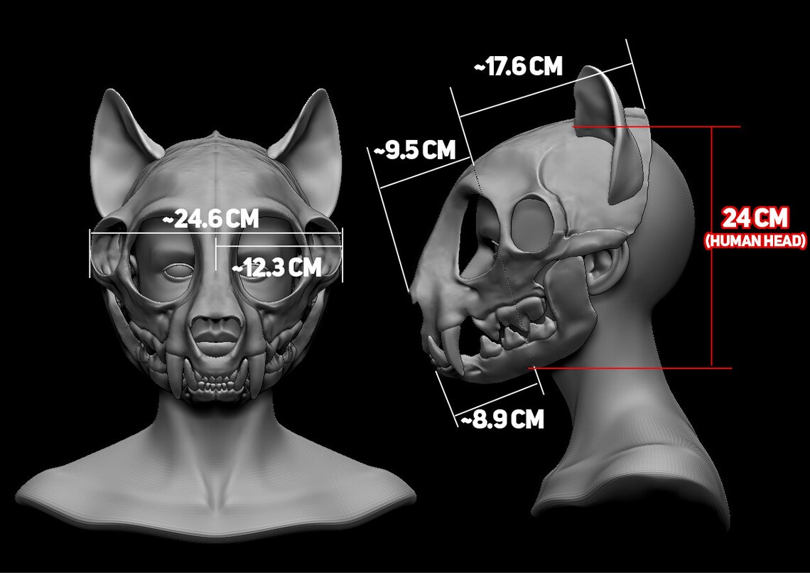 4-eye Skullcat Headbase 3d-model for Print - Etsy