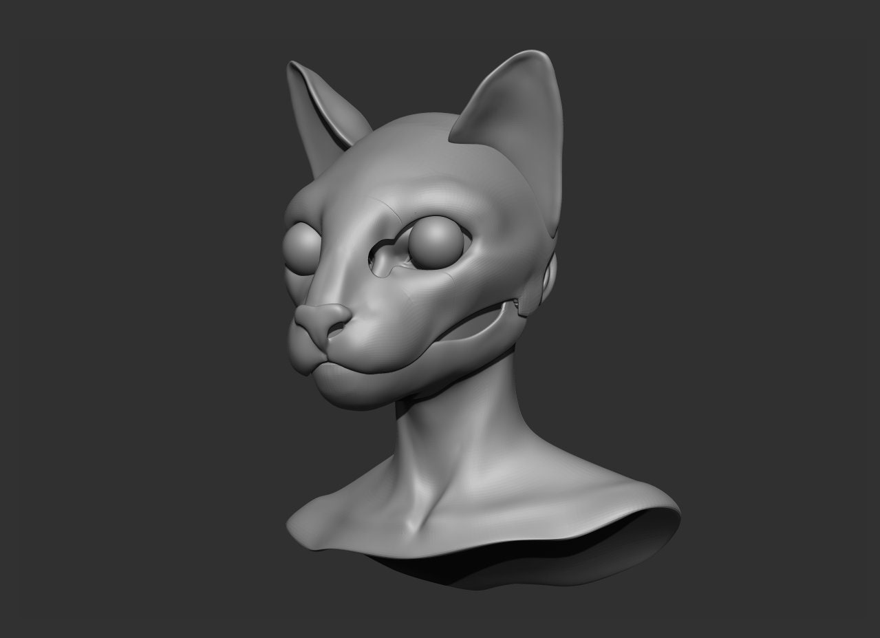 Cat/feline 3d-model Set of Head Base for Print - Etsy