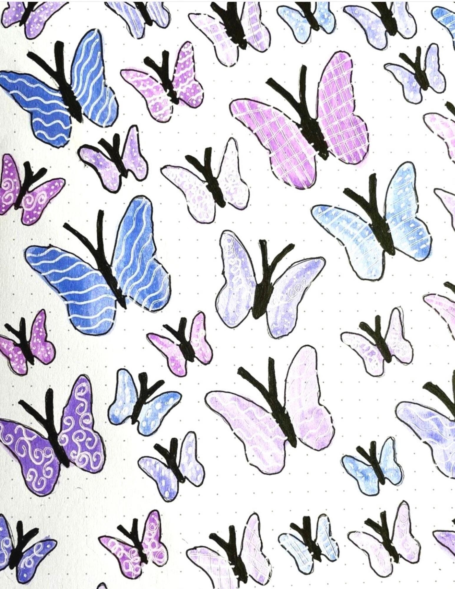 Butterfly Pattern Printable Art - Etsy
