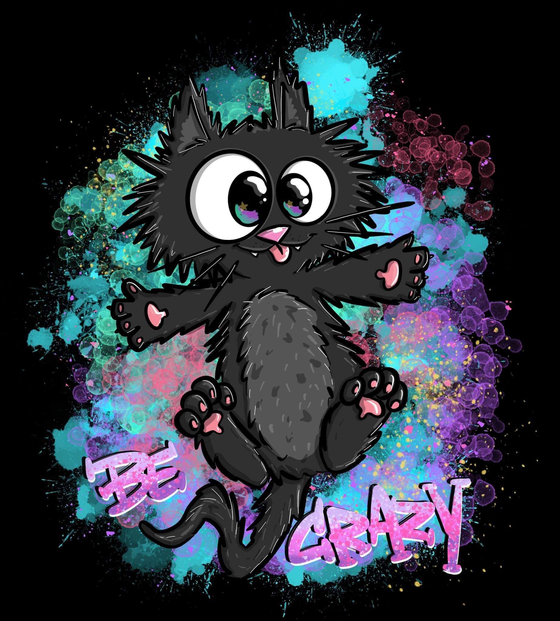 Stoff Panel Crazy CAT Tintenrebell Design Jersey - Etsy.de