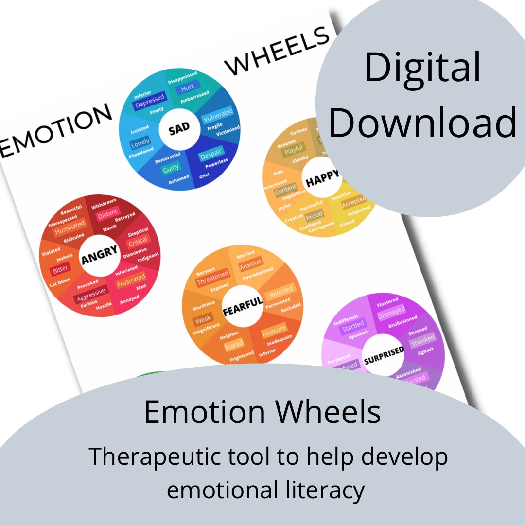 Emotion Wheels Therapy Tool Counselling Resources Wellbeing - Etsy