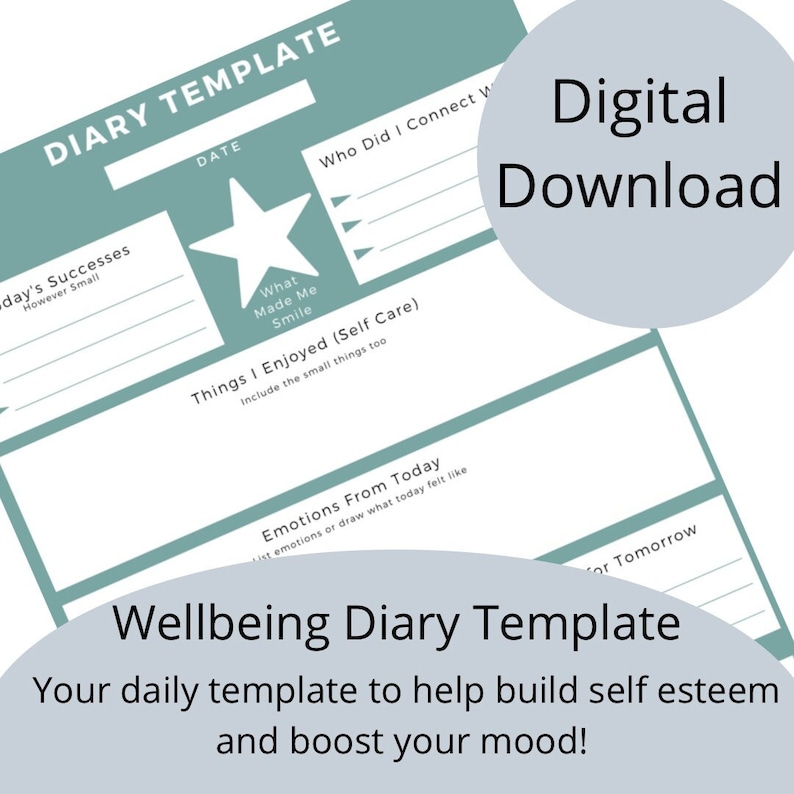 Wellbeing Daily Diary Template Therapy Tools Counselling - Etsy UK