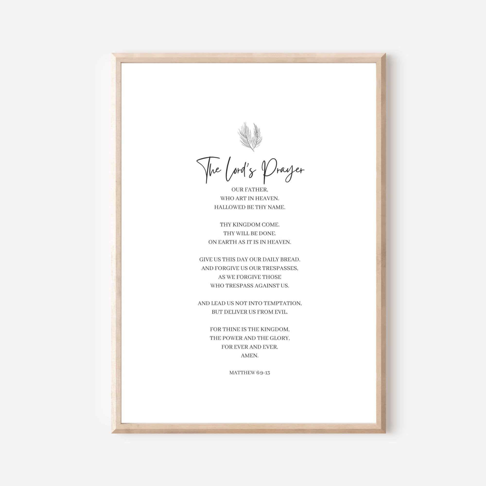 The Lords Prayer Print, Our Father Prayer Printable, Christian Home ...