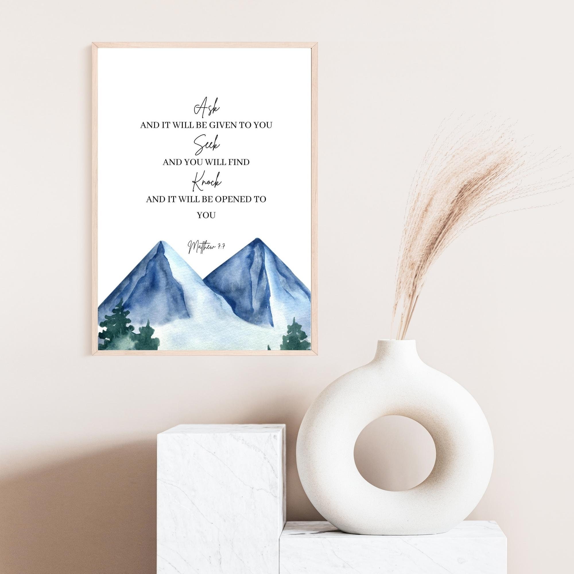 Matthew 7:7 Ask Seek Knock Bible Verse Printable Wall Art - Etsy