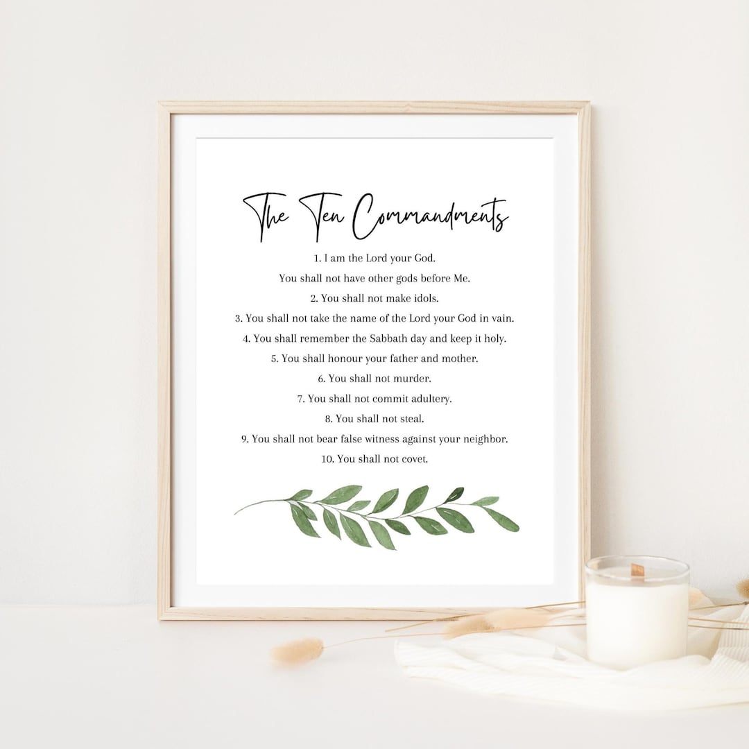 The Ten Commandments, Bible Verse Print, Christian Posters, Scriptures ...