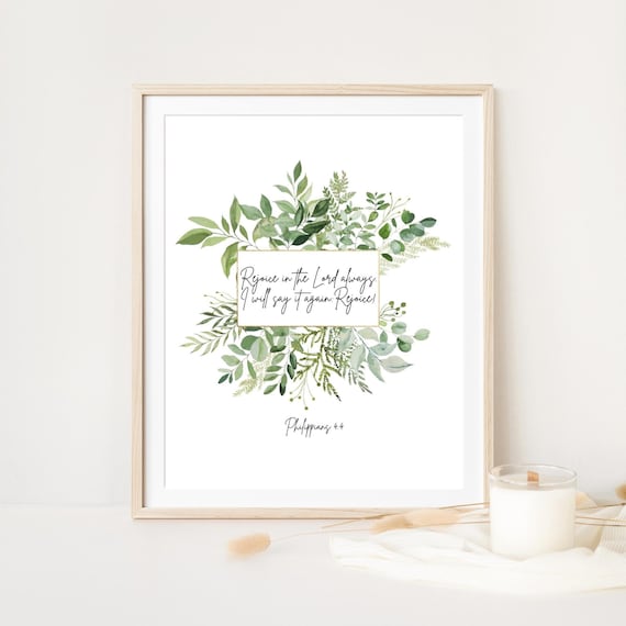 Philippians 4:4 Rejoice in the Lord Bible Verse Wall Art - Etsy