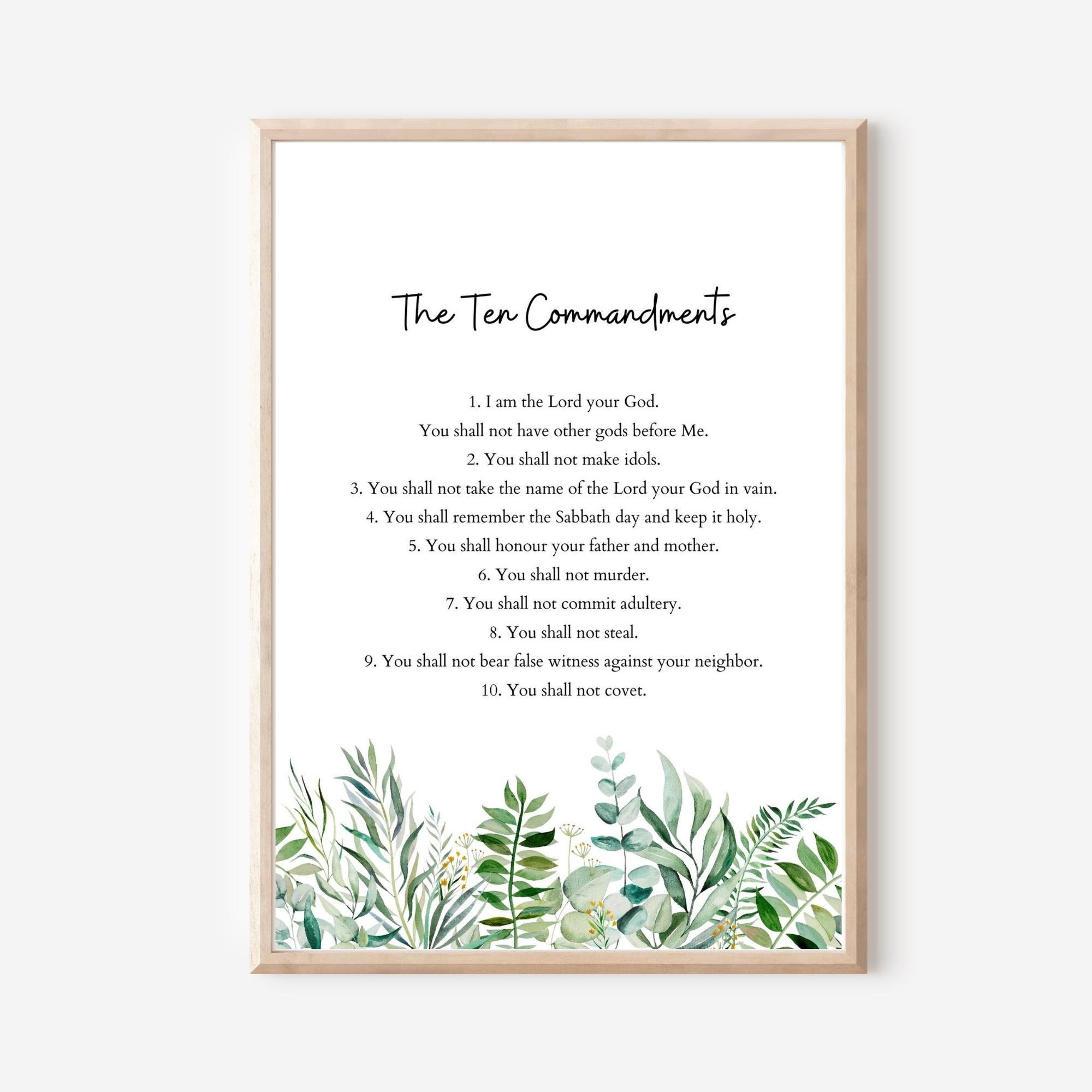 The Ten Commandments Bible Verse Print Christian Posters - Etsy