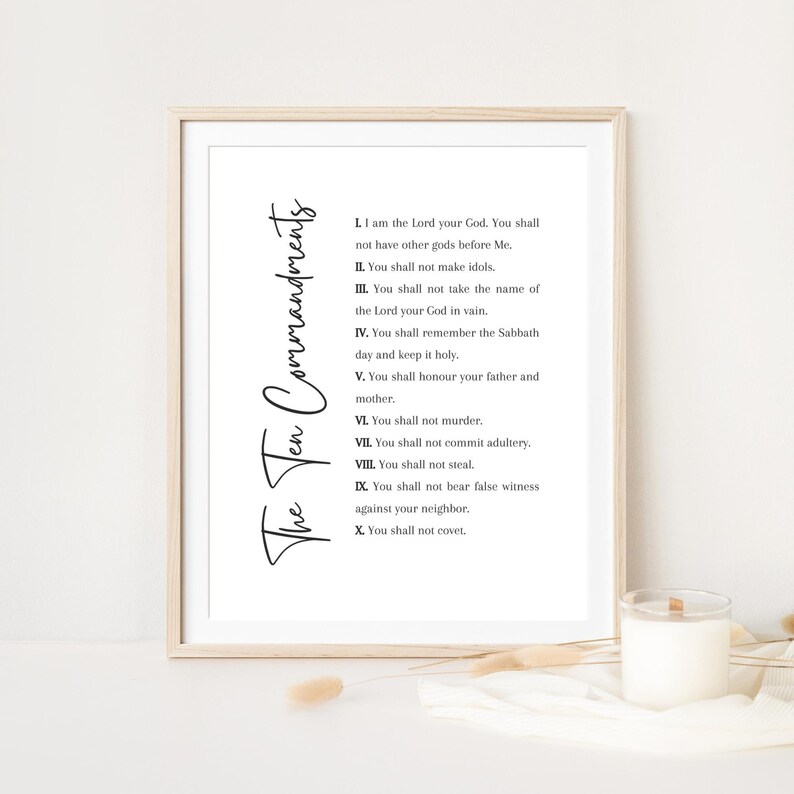 The Ten Commandments, Bible Verse Print, Christian Posters, Scriptures ...