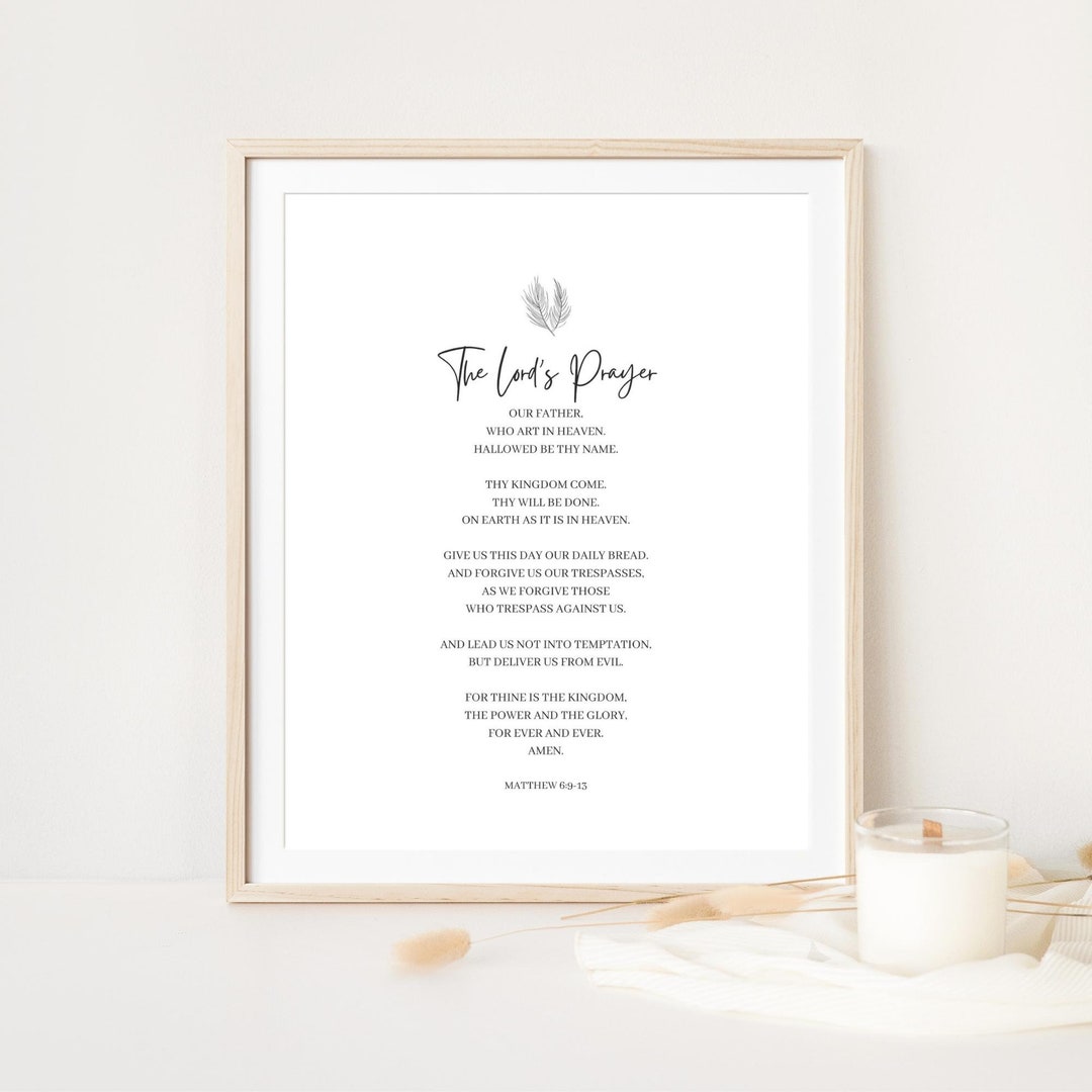 The Lords Prayer Print, Our Father Prayer Printable, Christian Home ...