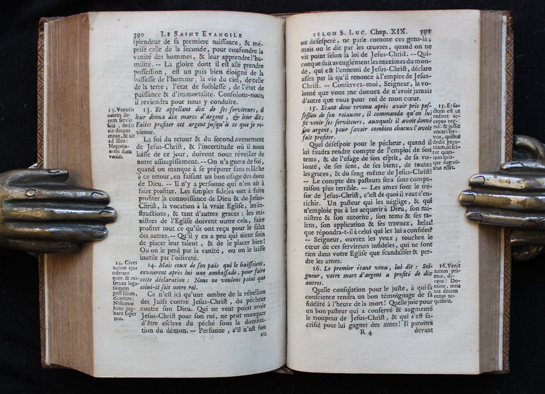 1736 Holy Bible the Gospel of Luke Text in Latin & French New Testament ...