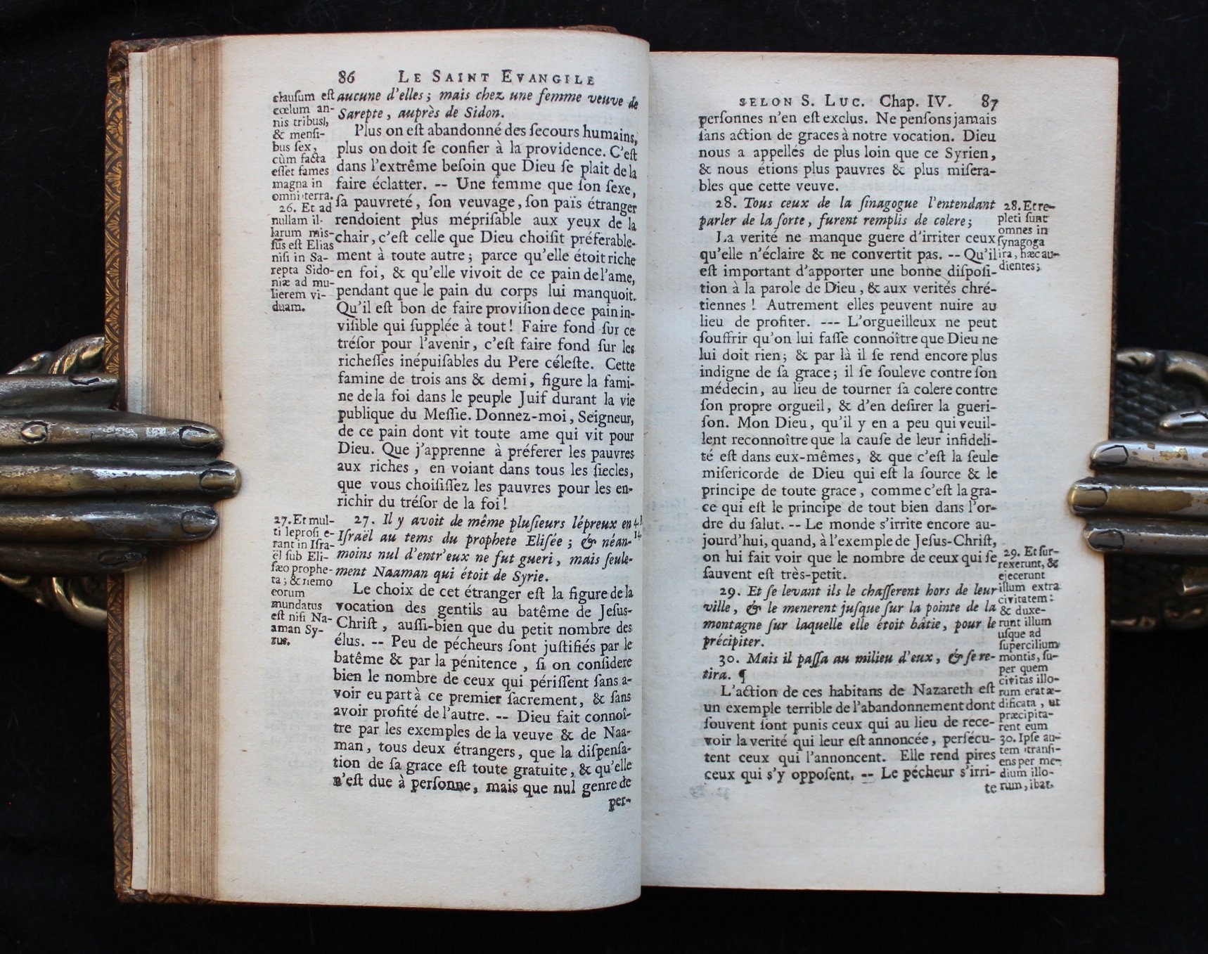 1736 Holy Bible the Gospel of Luke Text in Latin & French New Testament ...