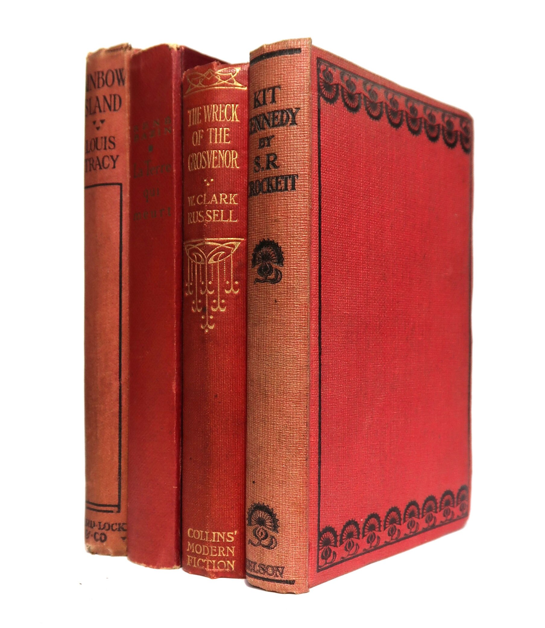 1900s Bundle of 4 Vintage Books Shelf Decor Decorative Set Cloth ...
