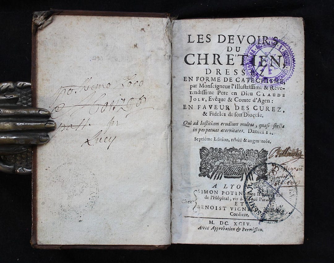 1694 Antique Catholic Catechism - Christian Duties - Religious ...