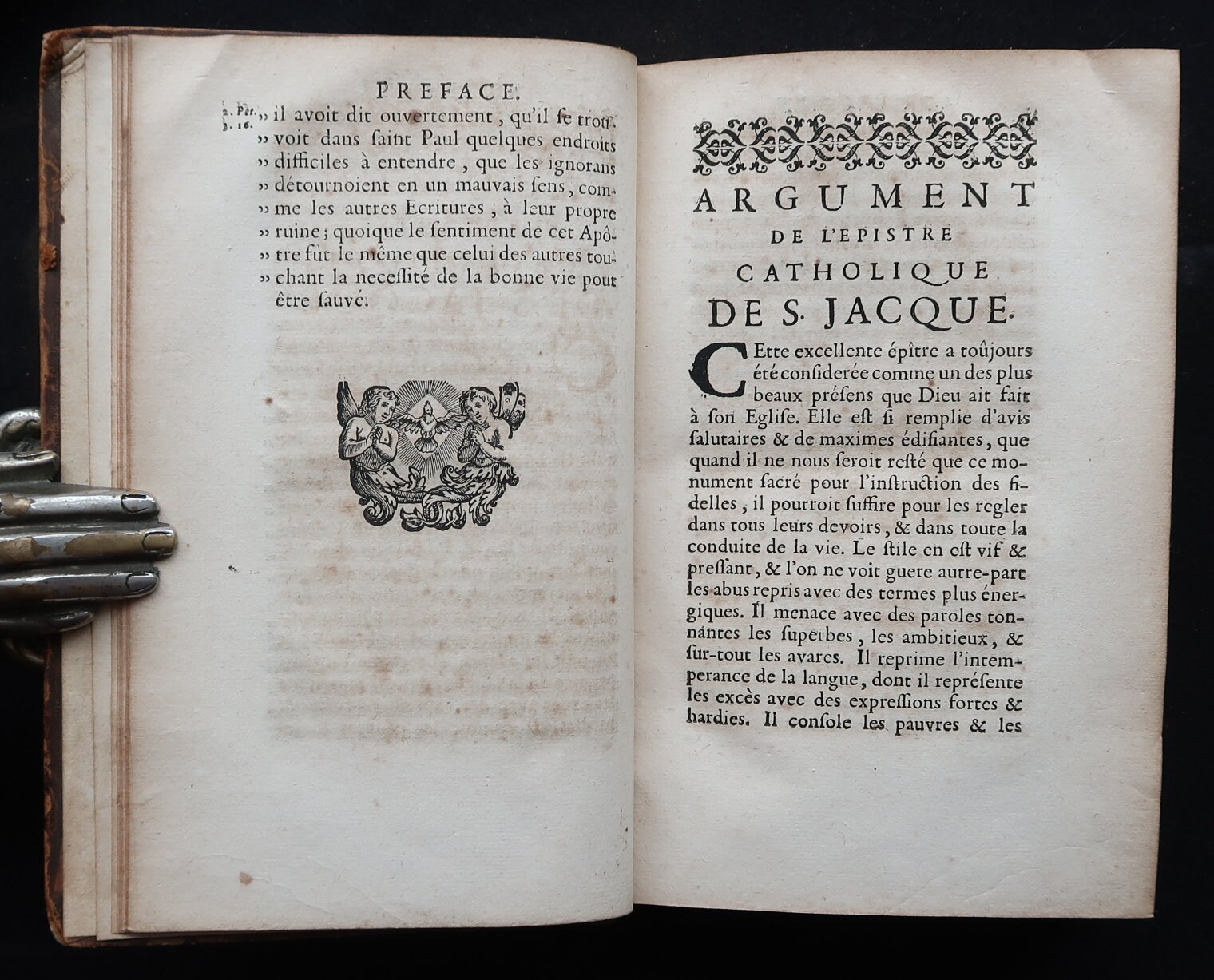 1711 Antique Bible the Catholic Epistles Text in Latin and French New ...