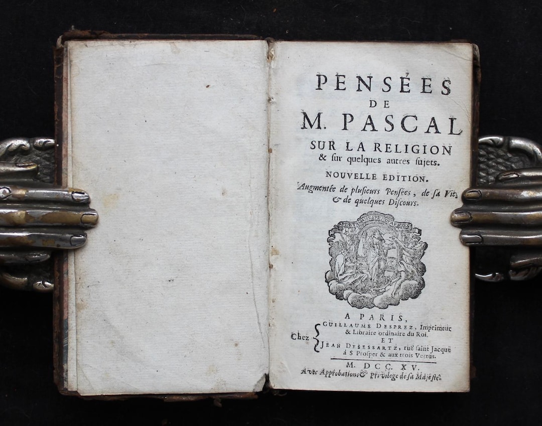 1715 Rare Blaise Pascal: Pensées Thoughts on Religion Antique French ...