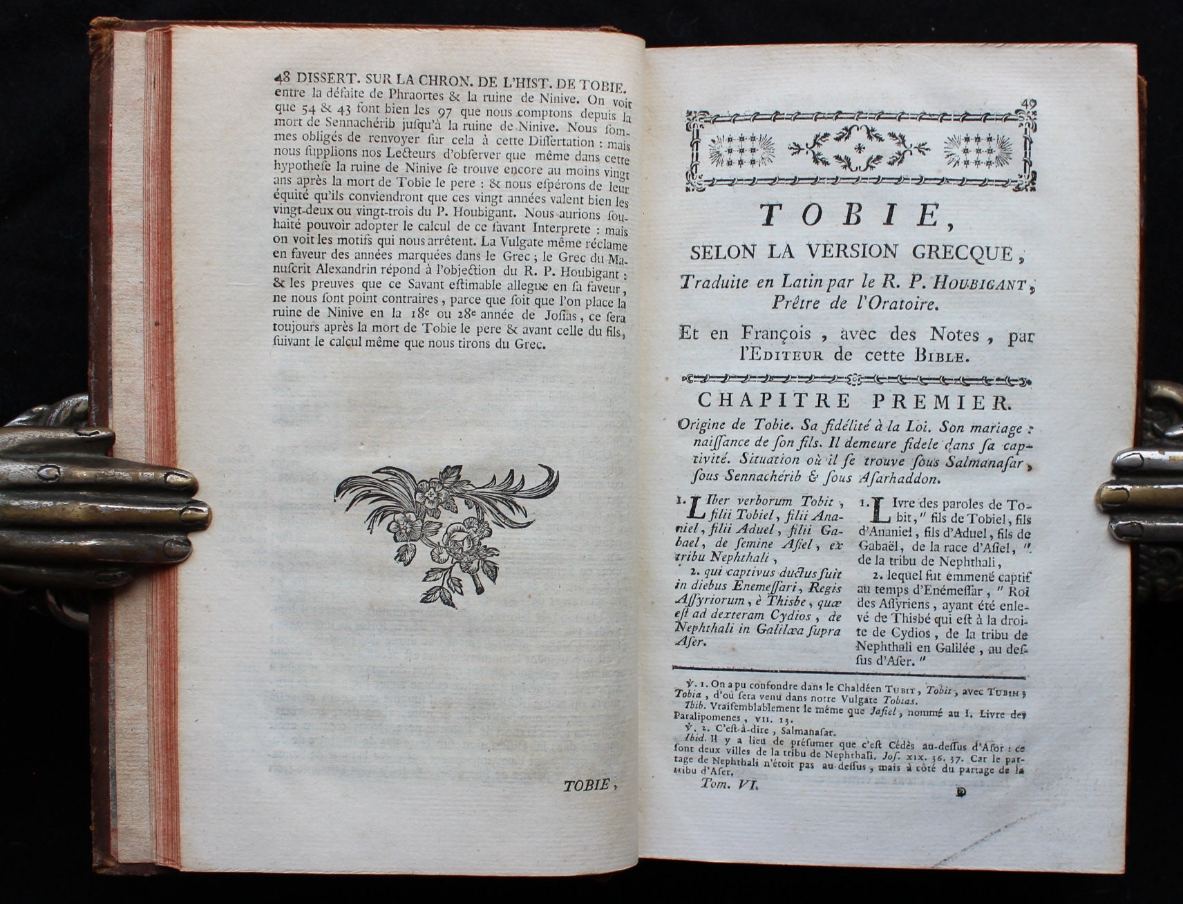 1780 Antique Bible Tobit, Judith, Esther & Job Text in Latin and French ...