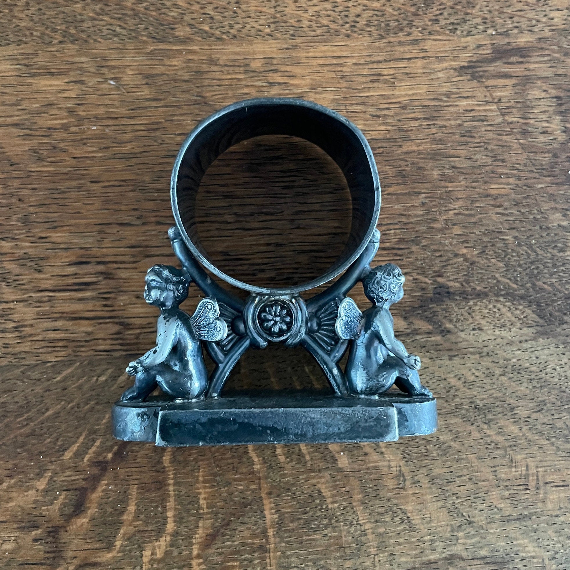 Antique Victorian Simpson Hall Miller Silver Plate Napkin Ring Cherubs ...
