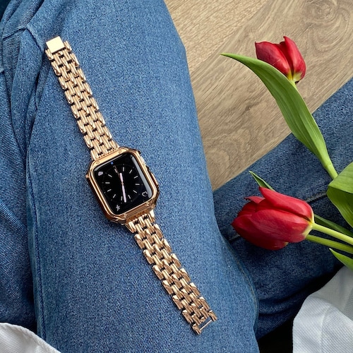 Gold Chain Apple Watch Band Iwatch Stainless Steel Strap - Etsy