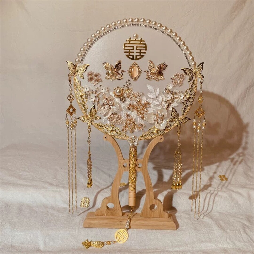 Wedding Hand Fan With Display Holder Chinese Hand Fan Home - Etsy