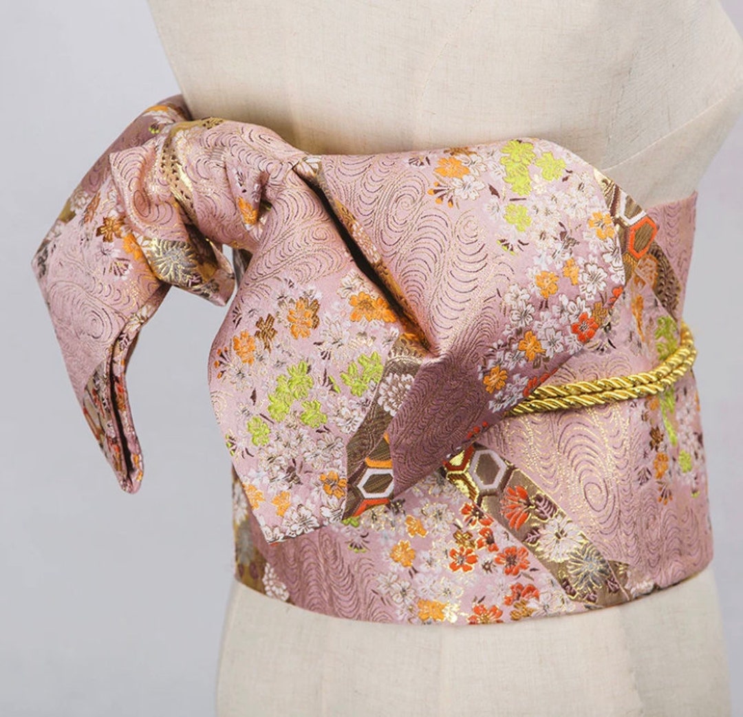 Pink Cherry Blossom Obi, a Large Sash, Kimono Obi, Japanese Costumes ...