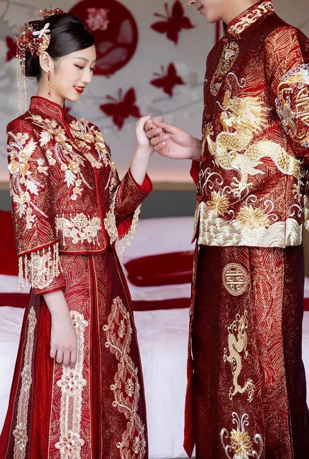 Longfeng Gua, Wedding Cheongsam, Qipao Wedding Dress, Chinese Red Qipao ...