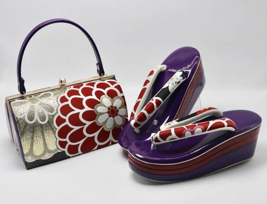 Kimono Clutch Handbag & Zori, Kimono Sandal Set, Japanese Evening Bag ...