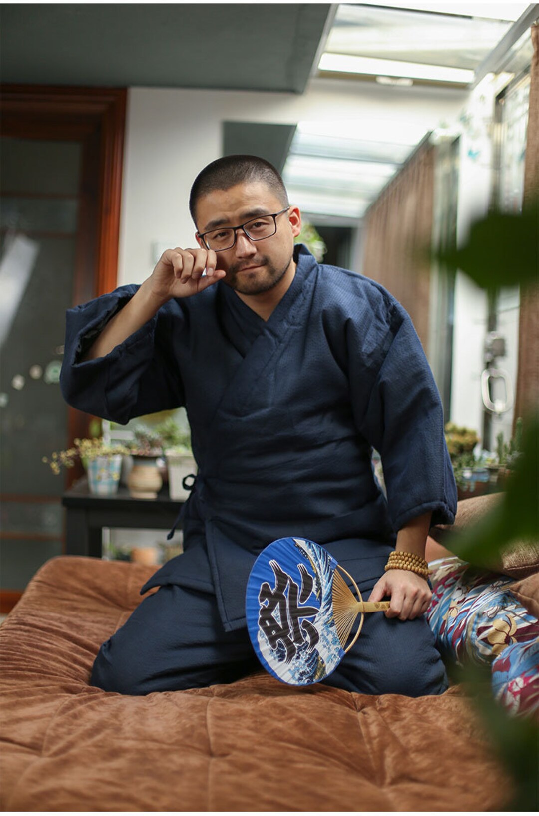 Men's Japanese Traditional Jinbei Pyjamas Kimono, Men Kimono Pants ...