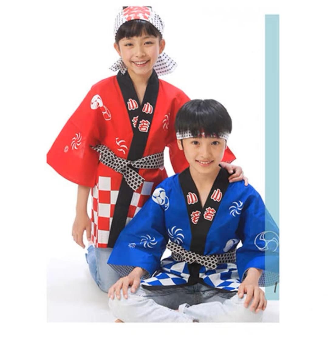 Unisex Child Cotton Happy Jackets, Kids' Happi Coat With Obi Belt ...