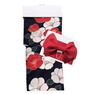 Japanese Yukata Set 3pcs Set With Obi Belt/ Japanese Women - Etsy