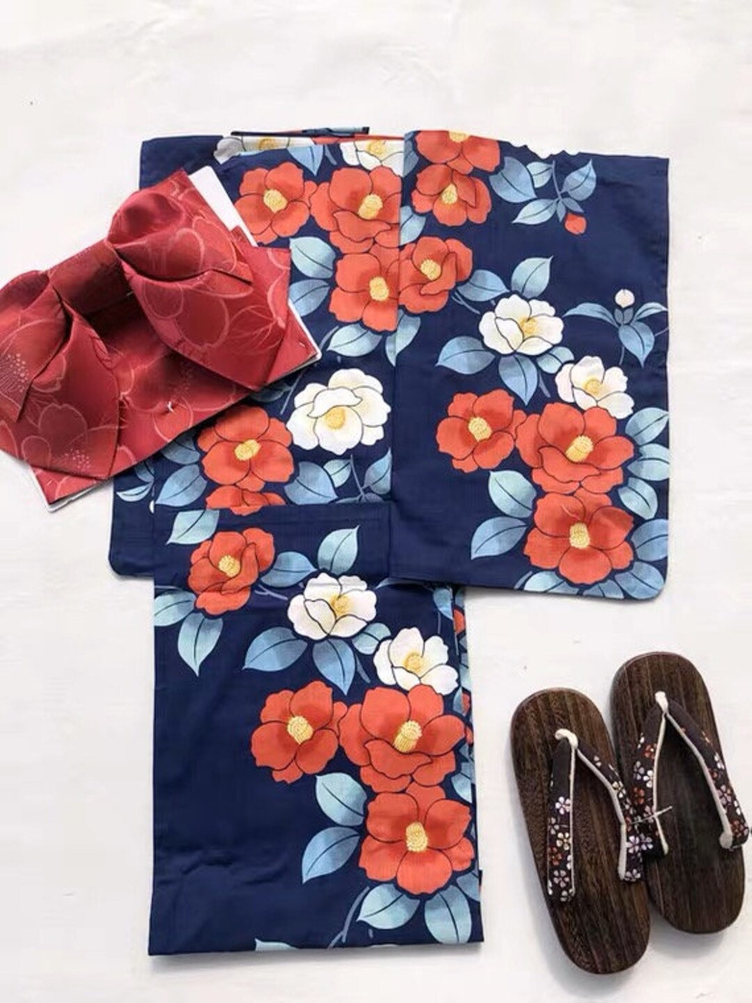 Japanese Yukata Set With Obi Belt/ Japanese Women Yukata Kimono ...