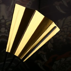 Gold Japanese Folding Hand Fan With Folding Stand, Display Holder ...