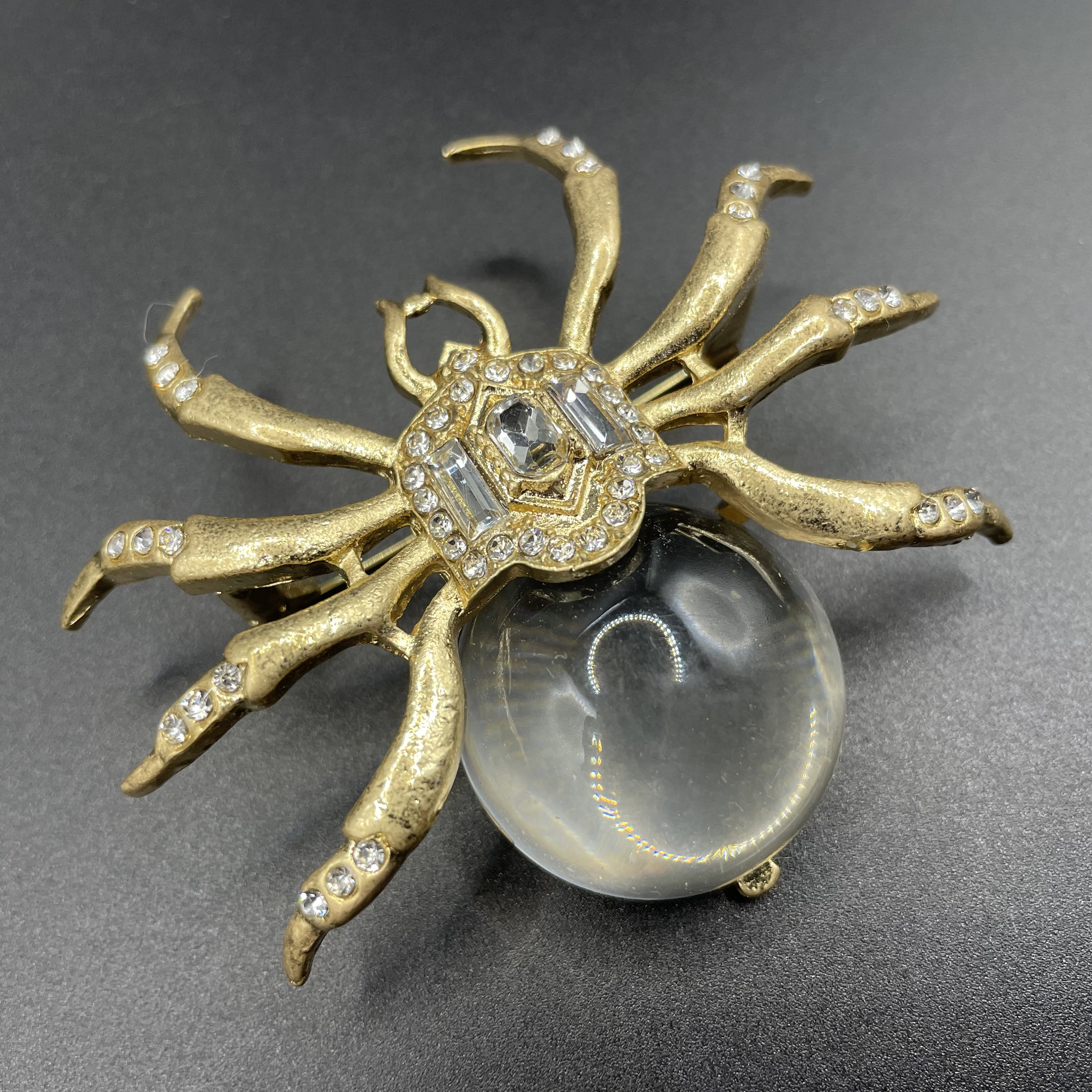 Large Clear Plastic Cabochon Jelly Belly Style Spider Brooch, With ...