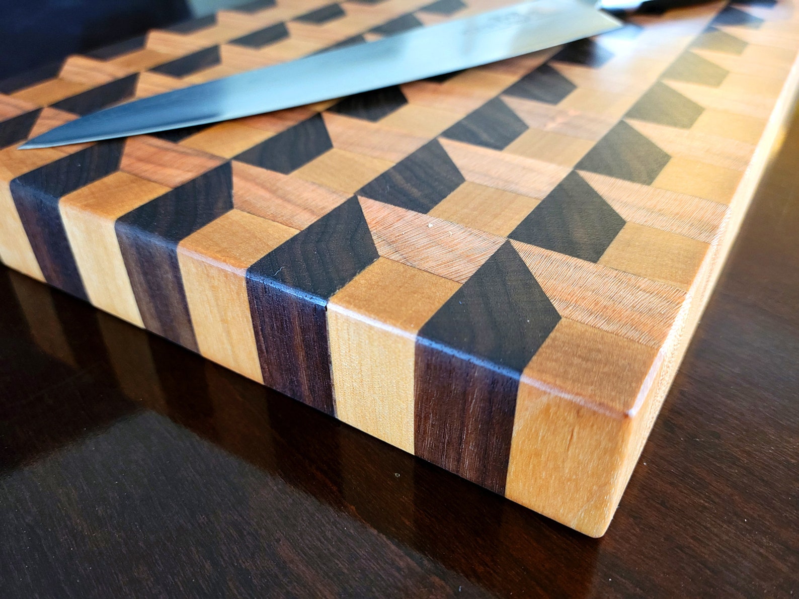 End Grain Cutting Board - Optical Illusion Box Pattern - Etsy