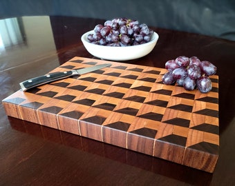 3D Optical Illusion Tumbling Block End Grain Cutting Board - Etsy
