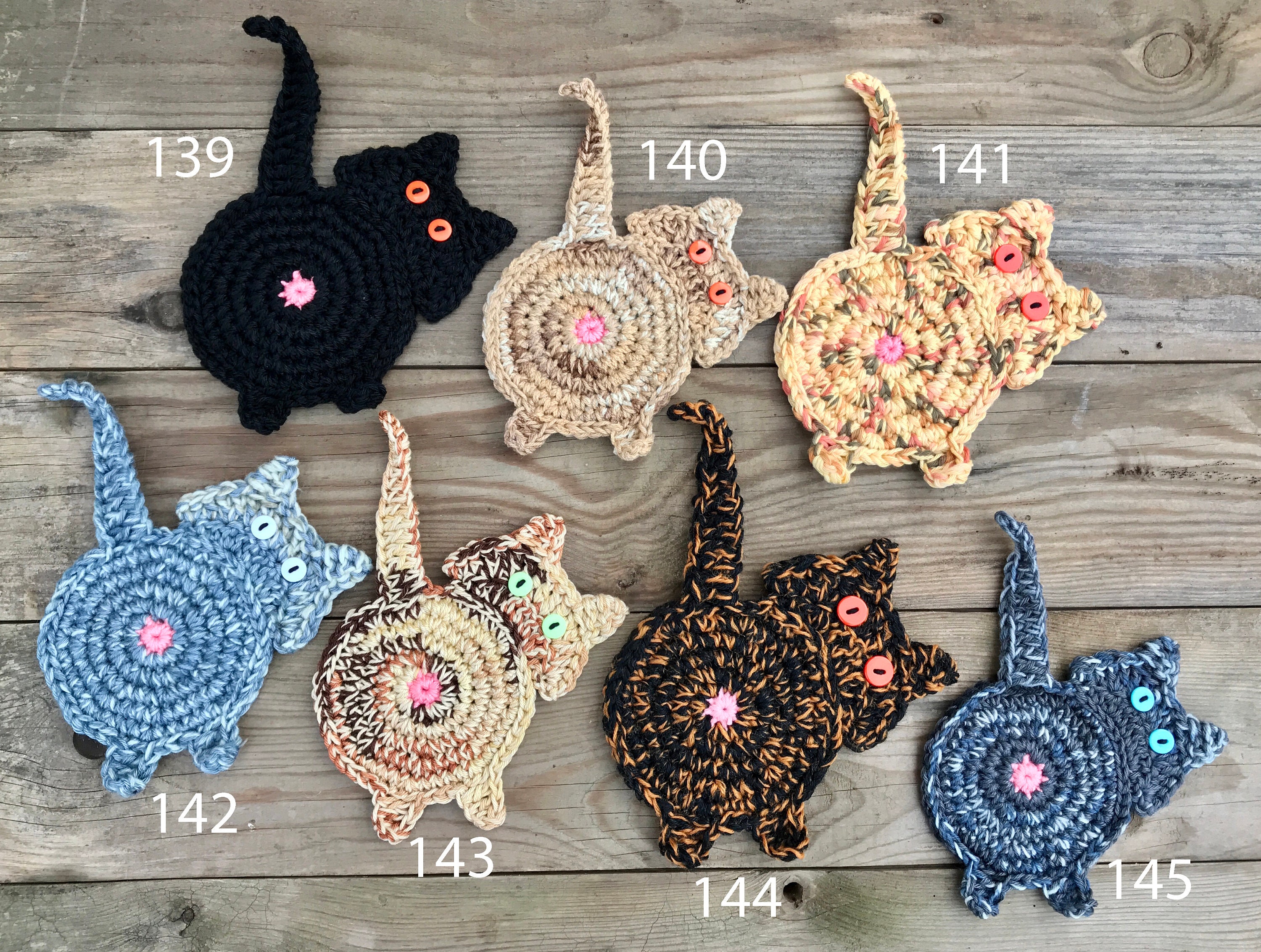 Cat Butt Coasters, Cat Lovers Coasters, Crochet Cat Drink Coaster ...