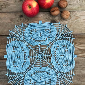 Blue Pumpkin Crochet Doily Halloween Crochet Pumpkin Doily Halloween ...