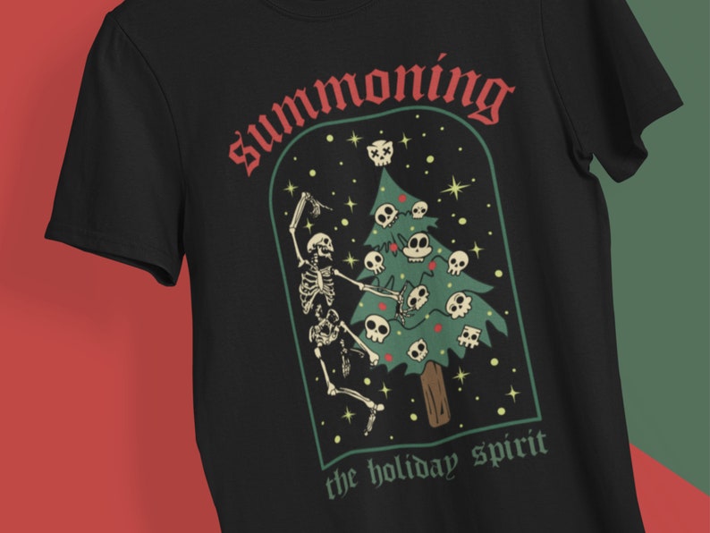 Skeleton Christmas Shirt Summoning Holiday Spirit Tshirt - Etsy
