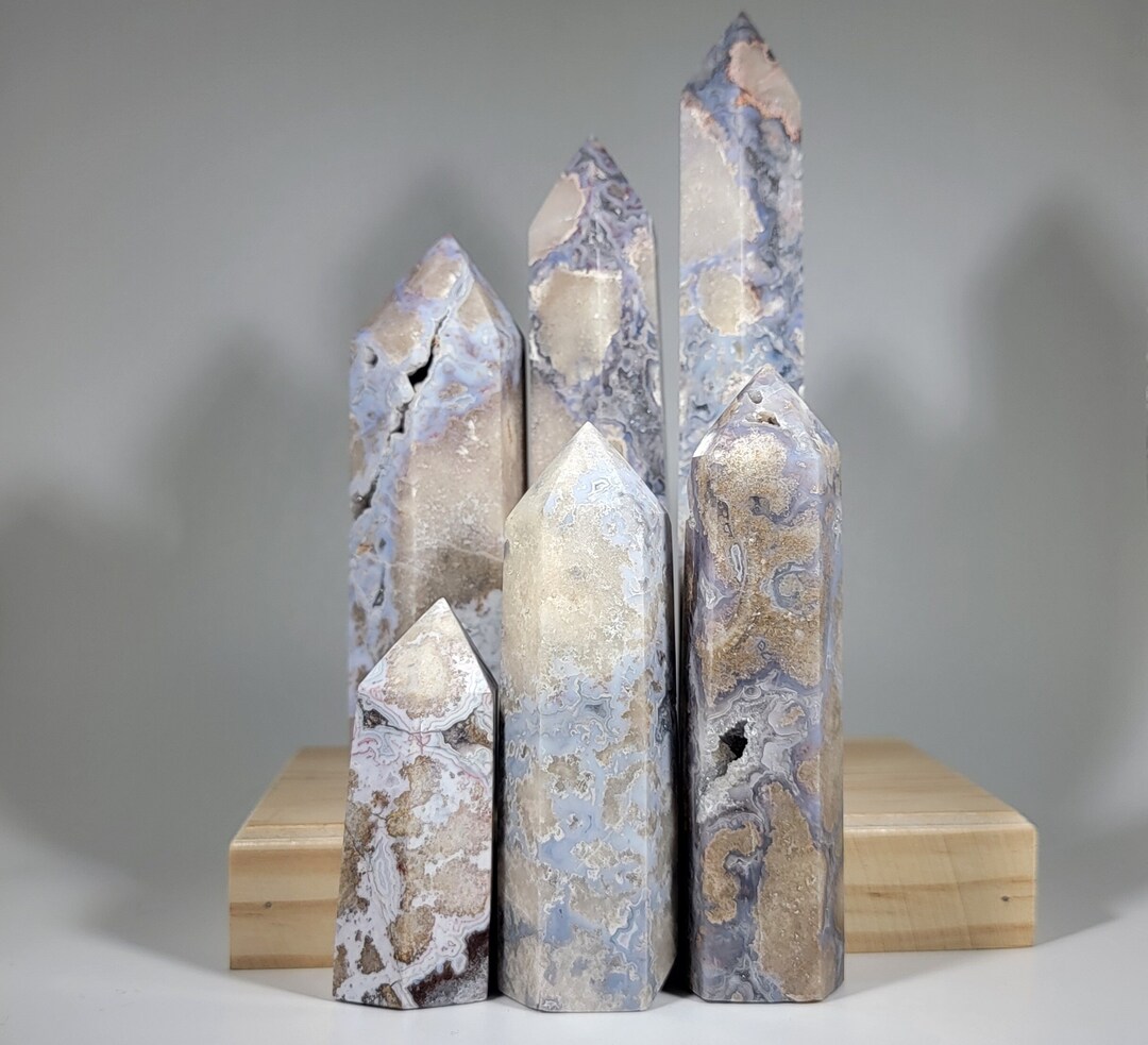 Your Choice Blue Flower Agate Tower - Etsy