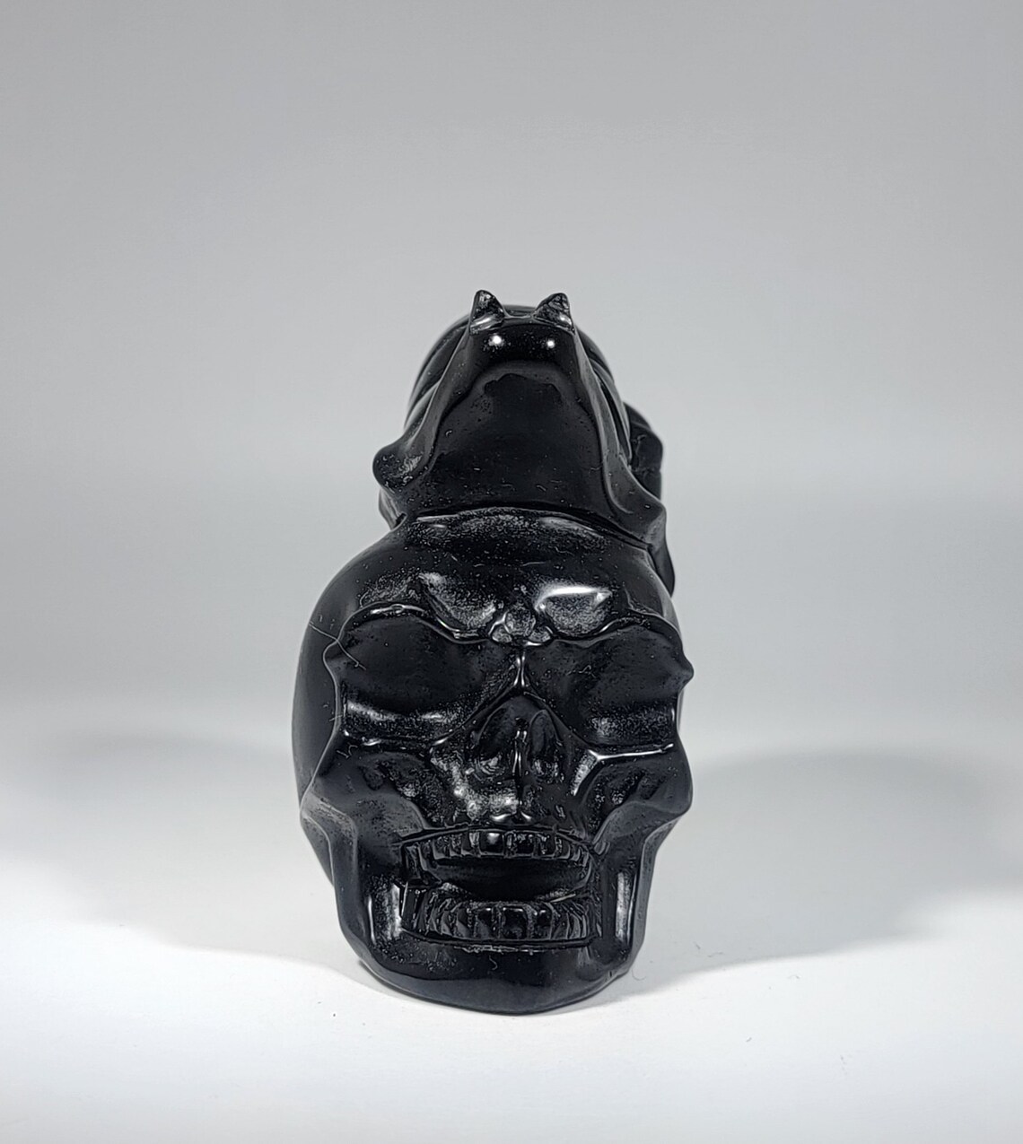 Obsidian Skull With Snail Carving - Etsy