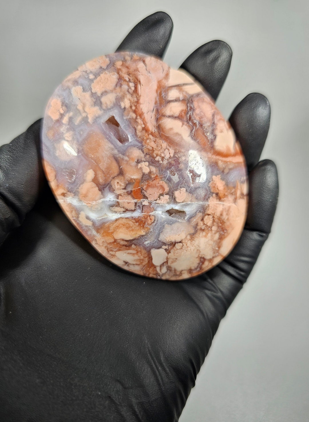 Pink Agate Palm Stone Cotton Candy Agate - Etsy