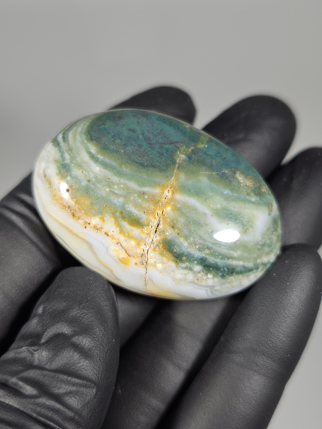 Colorful Ocean Jasper Palm Stone - Etsy