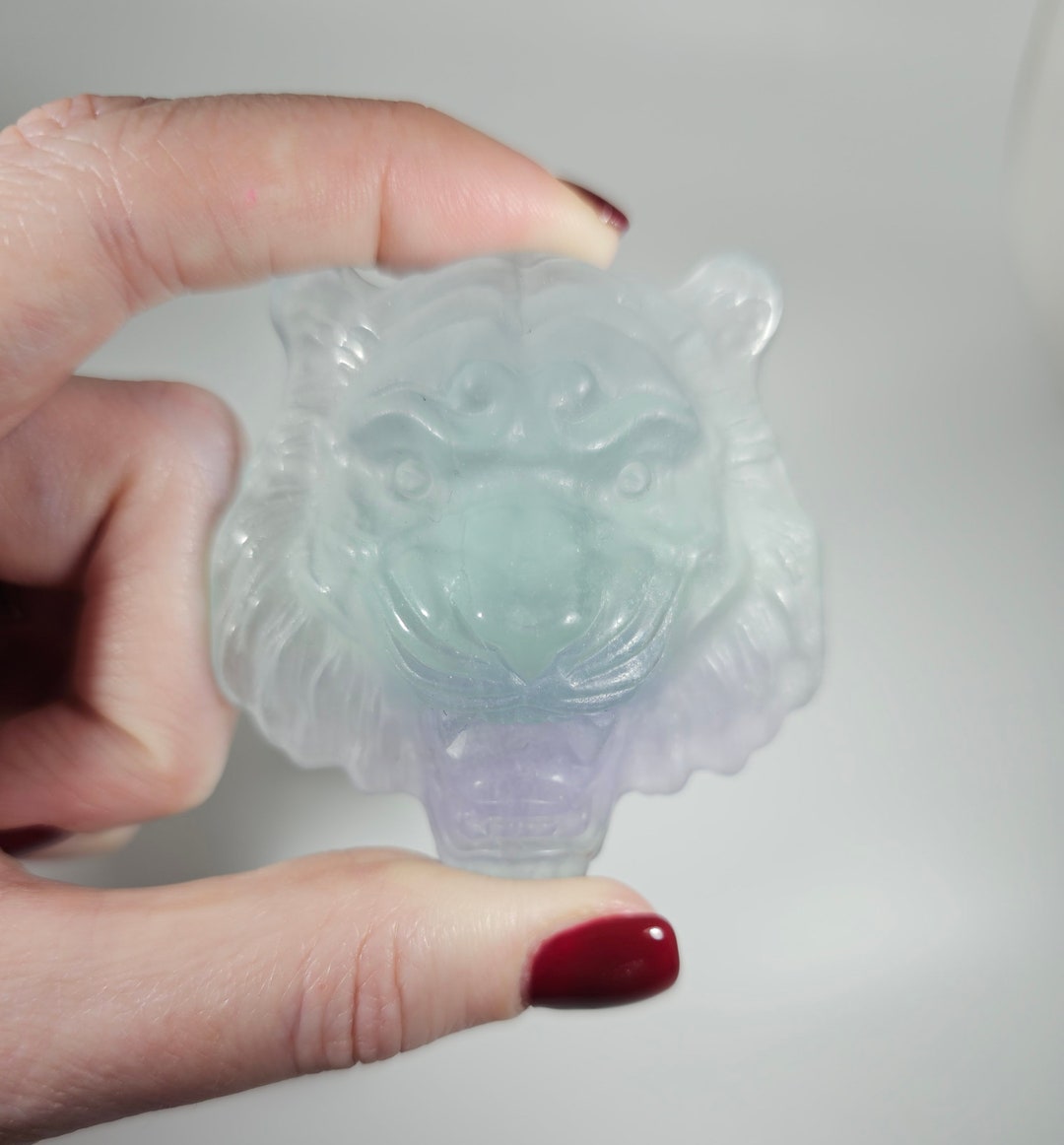 Fluorite Tiger Head Carving - Etsy