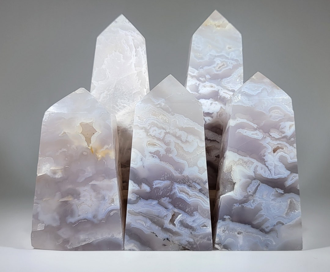 You Choose White Plume Agate Tower - Etsy
