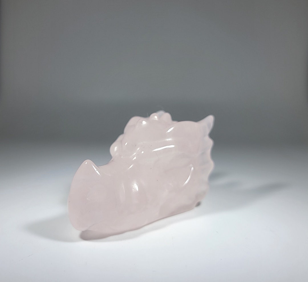Rose Quartz Dragon Head Carving - Etsy