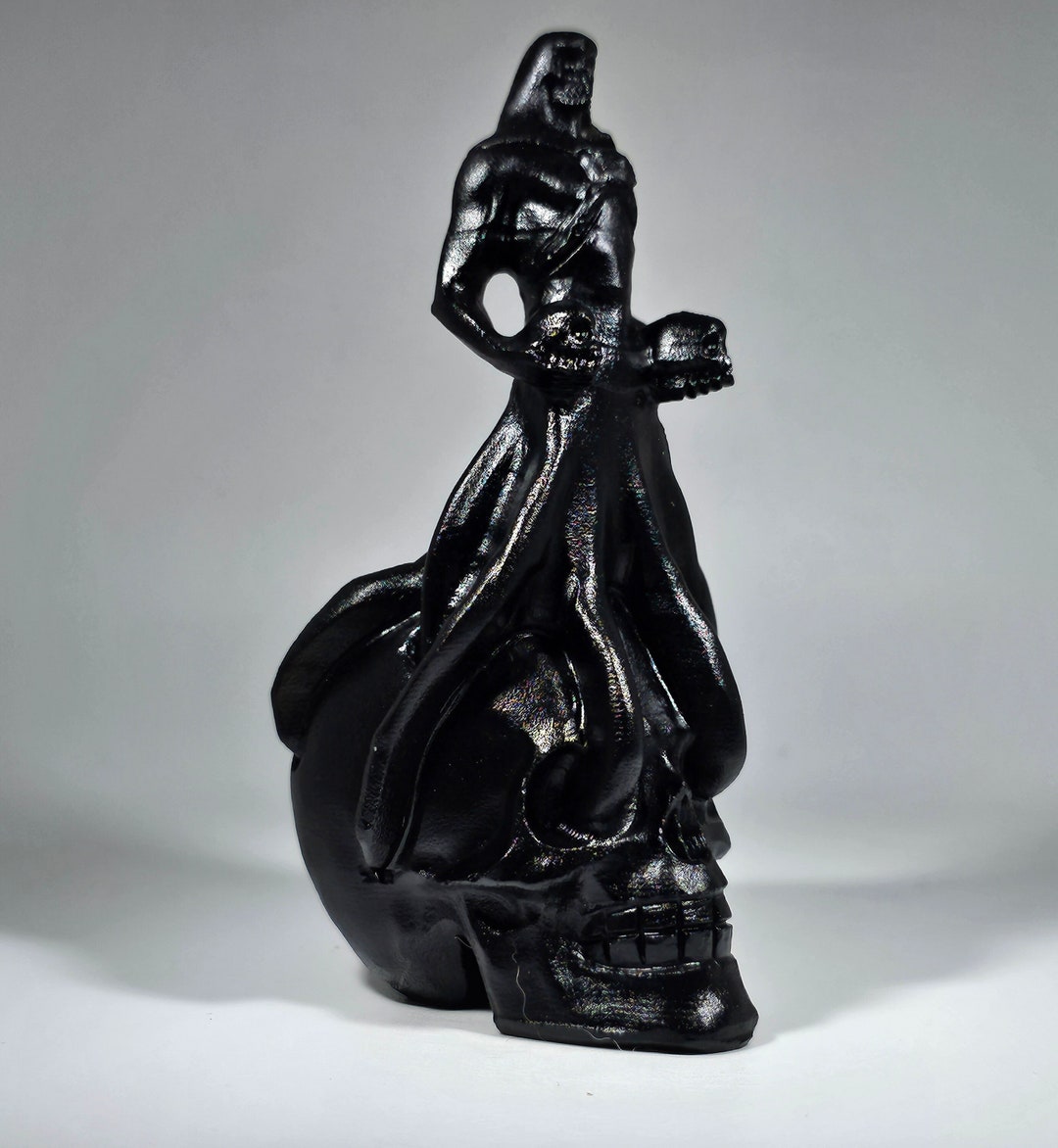 Obsidian Skull With Octopus Demon Skull Carving - Etsy