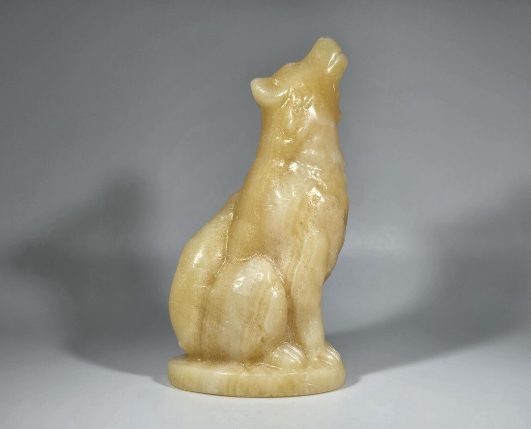 4.1" Orange Calcite Wolf Carving - Etsy
