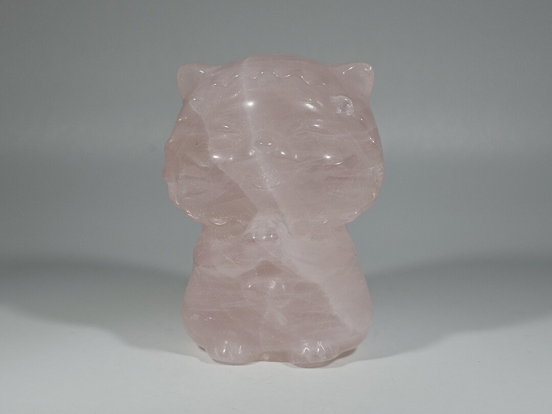 Rose Quartz Praying Cat Carving - Etsy