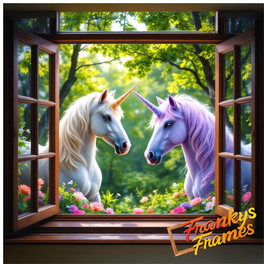 Window Picture With Two Unicorns in the Forest – Magical Children's ...